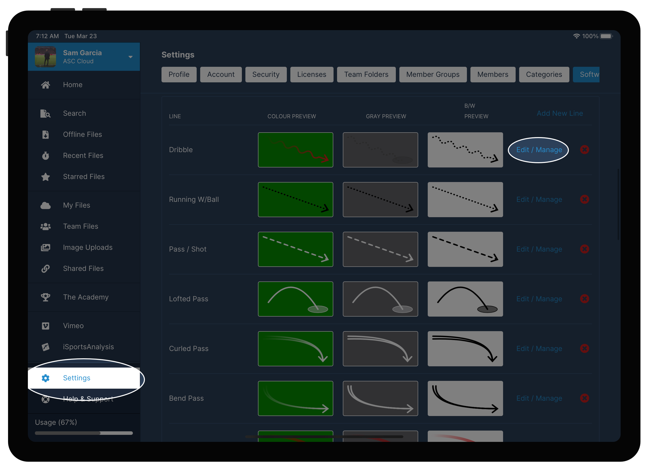 Define and set line styles
